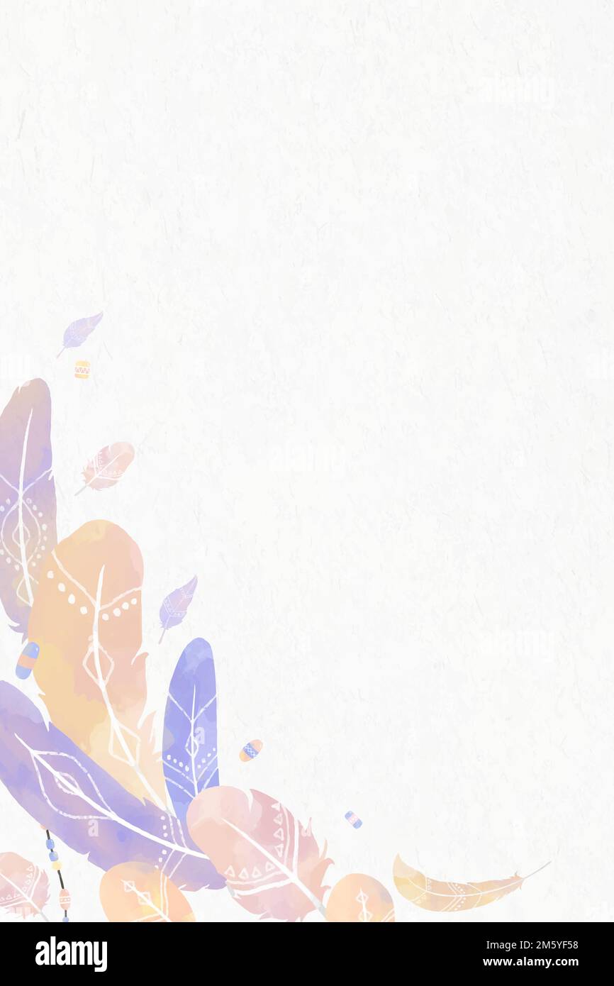 Watercolor feather side border vector Bohemian style Stock Vector Image ...