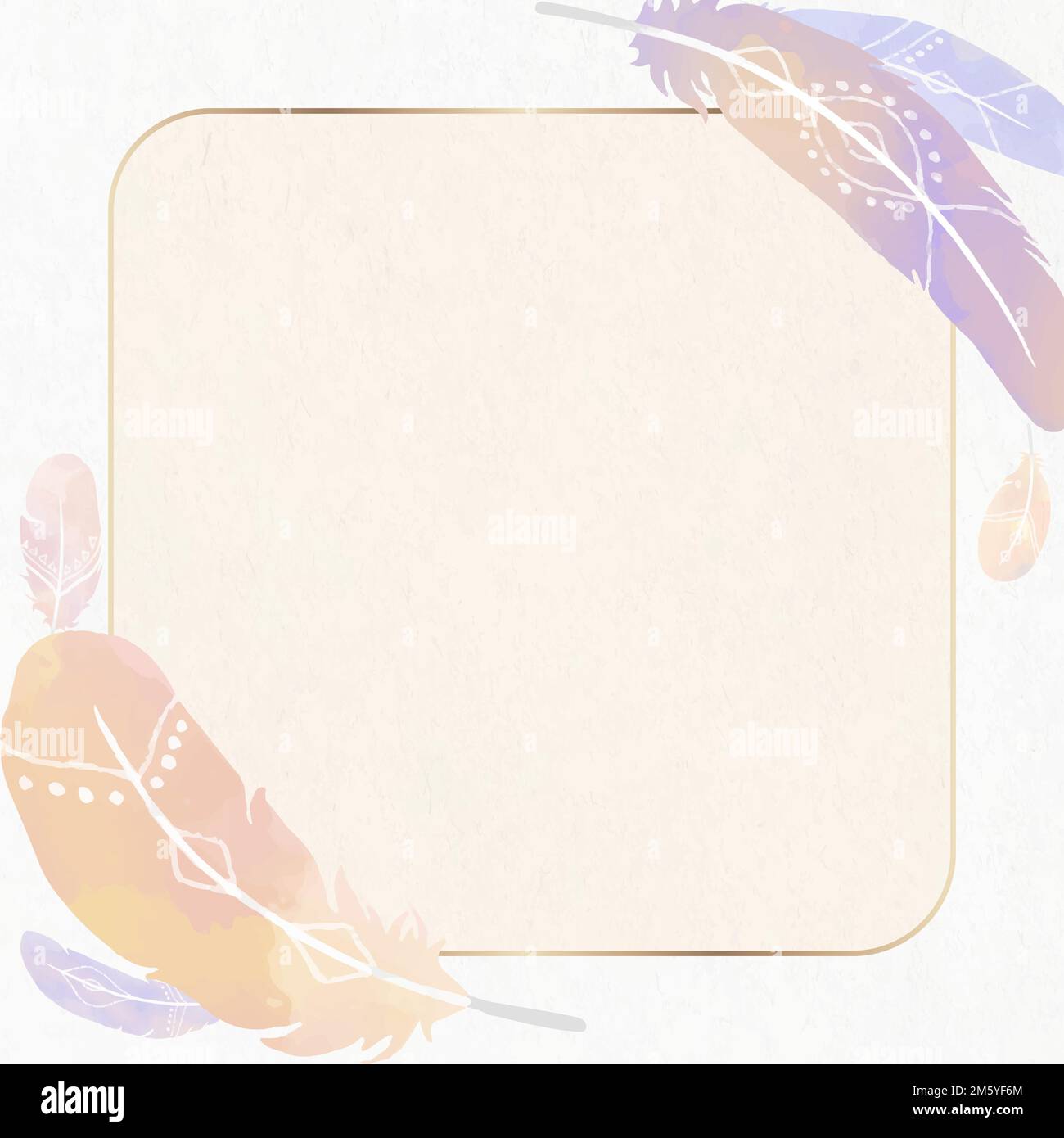 Hand drawn feather frame vector Boho style Stock Vector Image & Art - Alamy