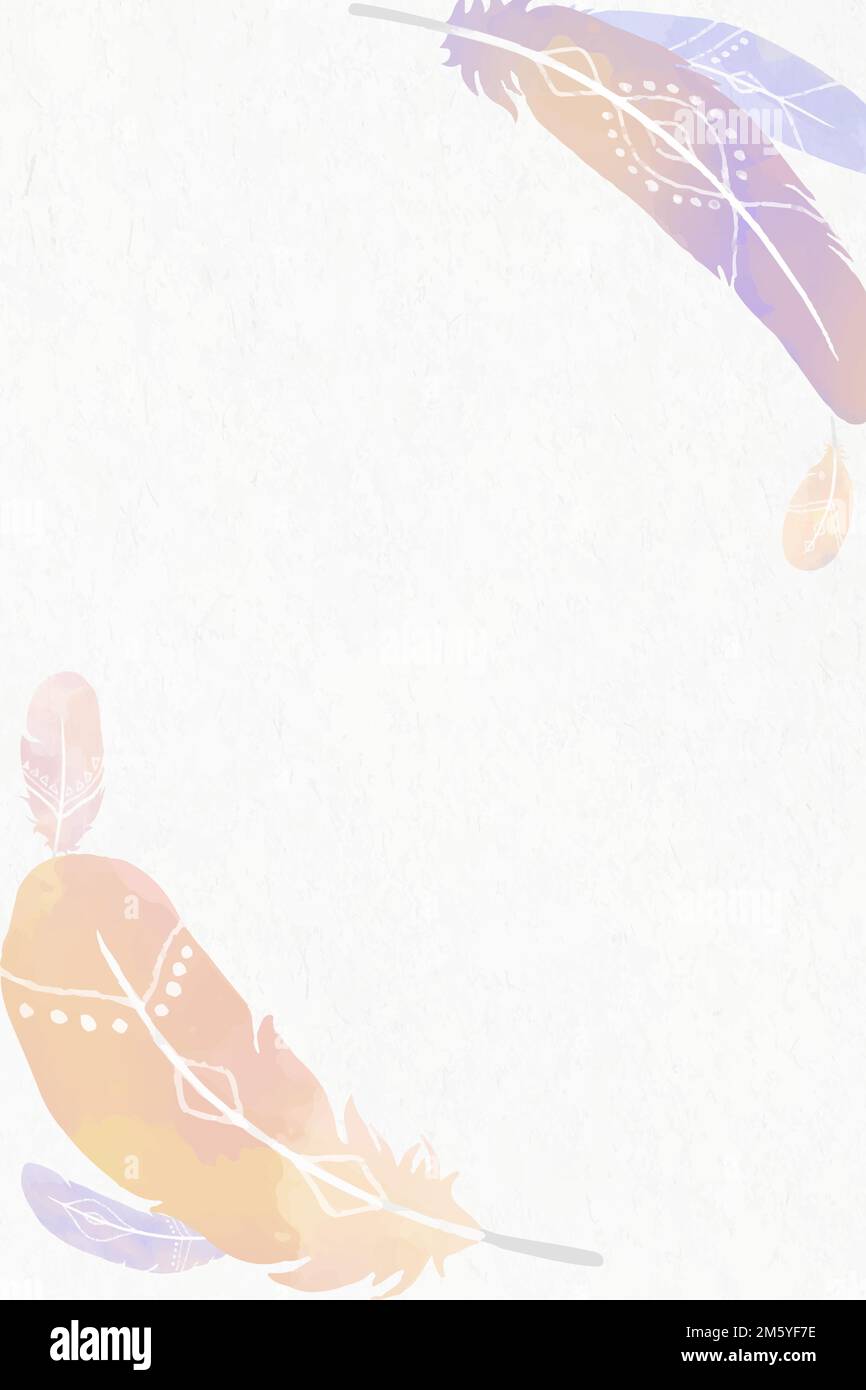 Hand drawn feather border vector Bohemian style Stock Vector Image ...