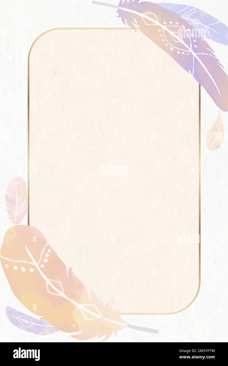 Pastel Boho feather frame vector Stock Vector Image & Art - Alamy