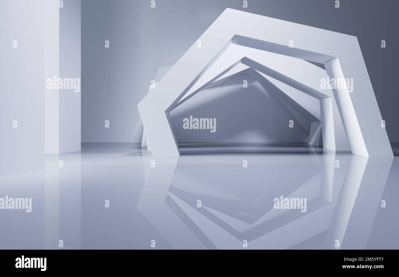 Abstract geometric interior structure, 3d rendering. Digital drawing ...