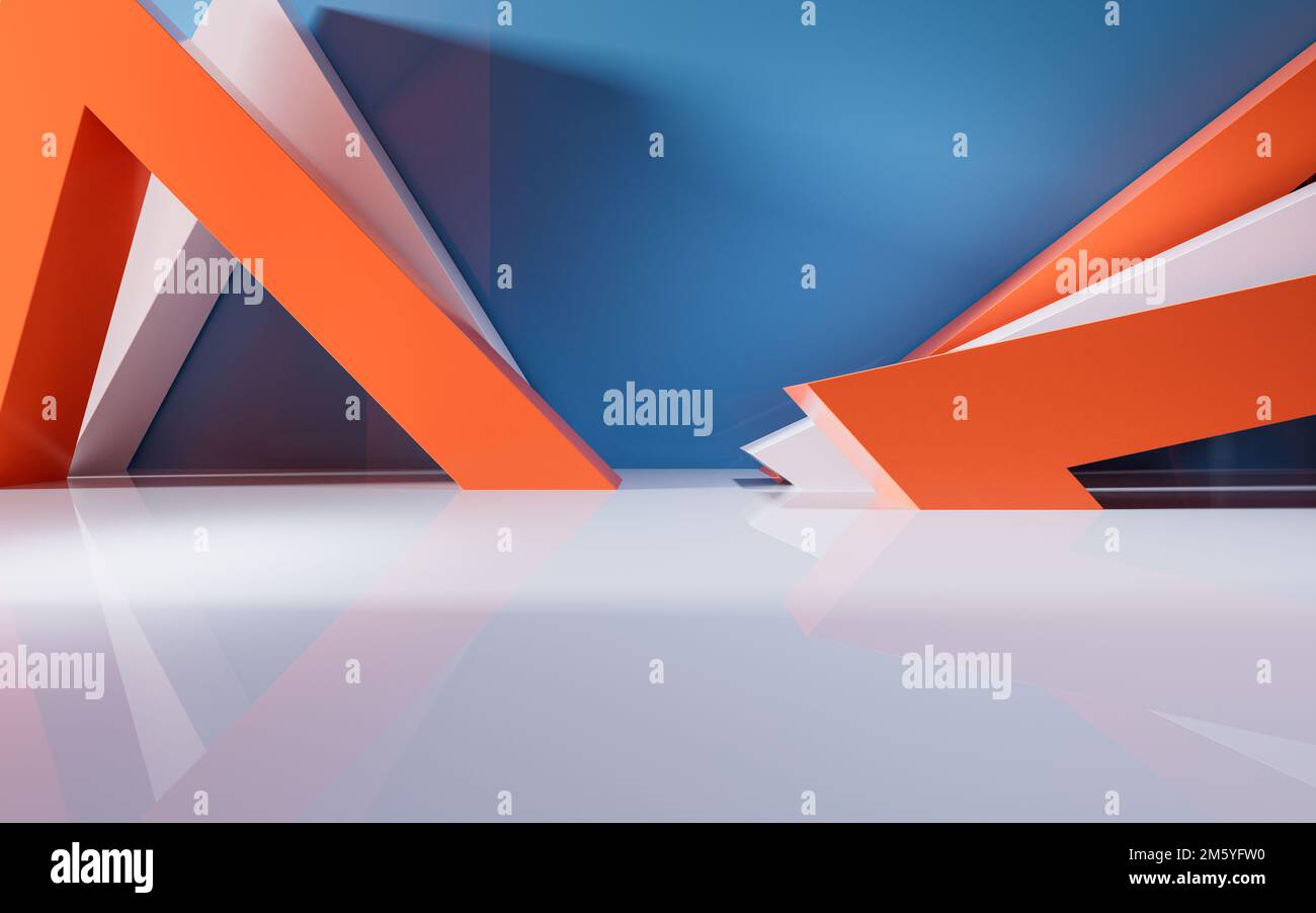 Abstract geometric interior structure, 3d rendering. Digital drawing ...