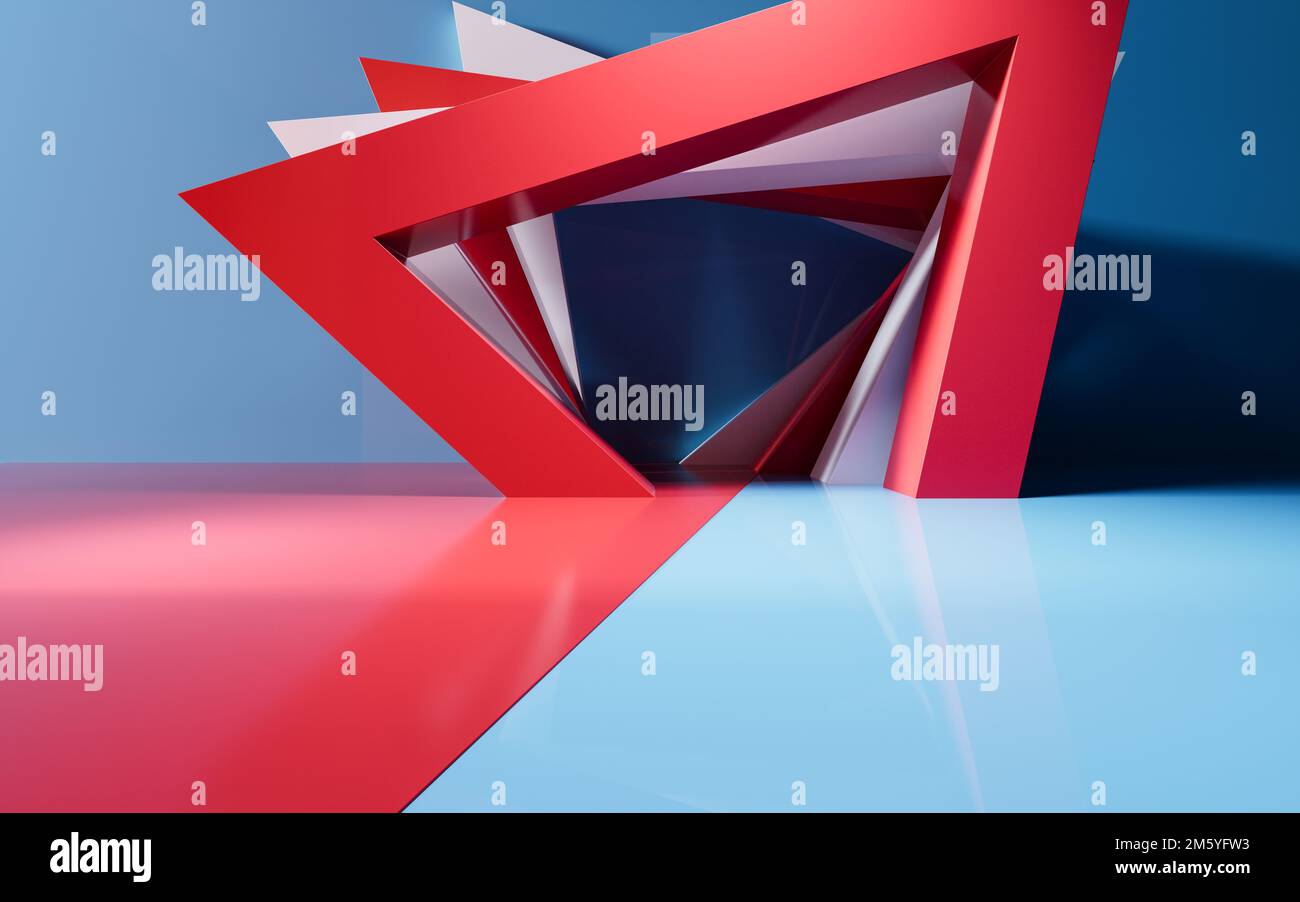 Abstract geometric interior structure, 3d rendering. Digital drawing ...