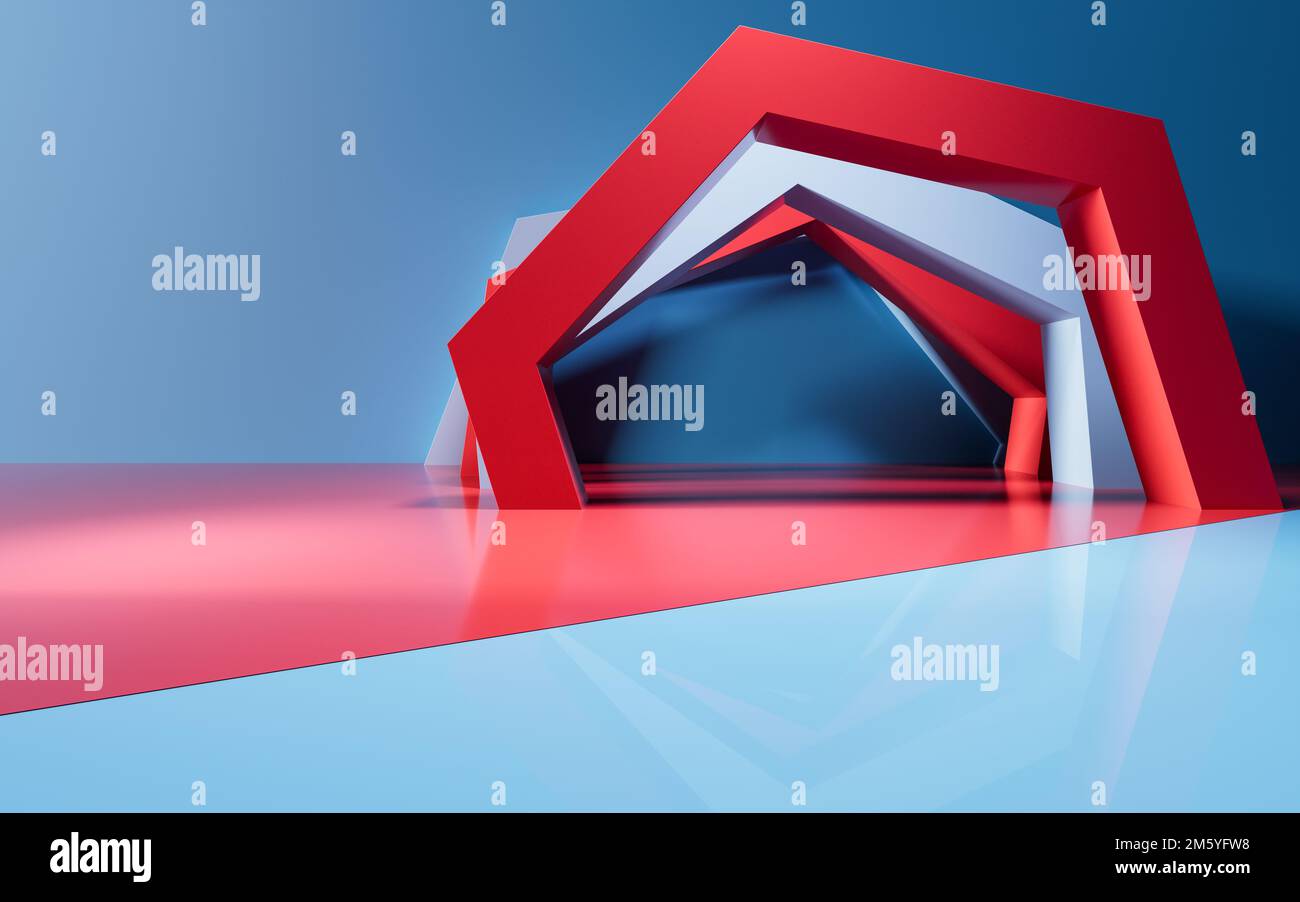 Abstract geometric interior structure, 3d rendering. Digital drawing ...