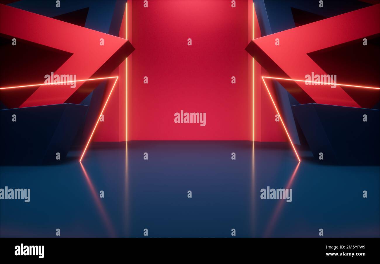 Abstract geometric interior structure, 3d rendering. Digital drawing ...