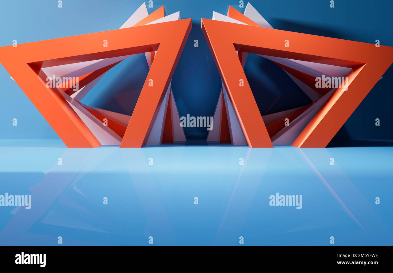 Abstract geometric interior structure, 3d rendering. Digital drawing ...