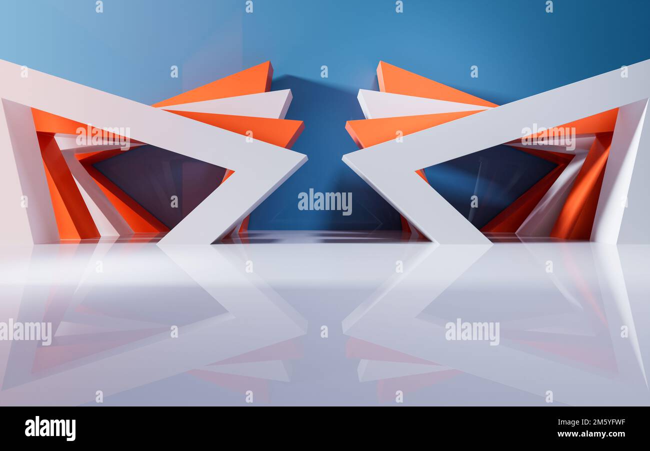 Abstract geometric interior structure, 3d rendering. Digital drawing ...