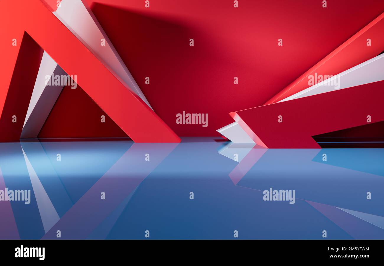 Abstract geometric interior structure, 3d rendering. Digital drawing ...