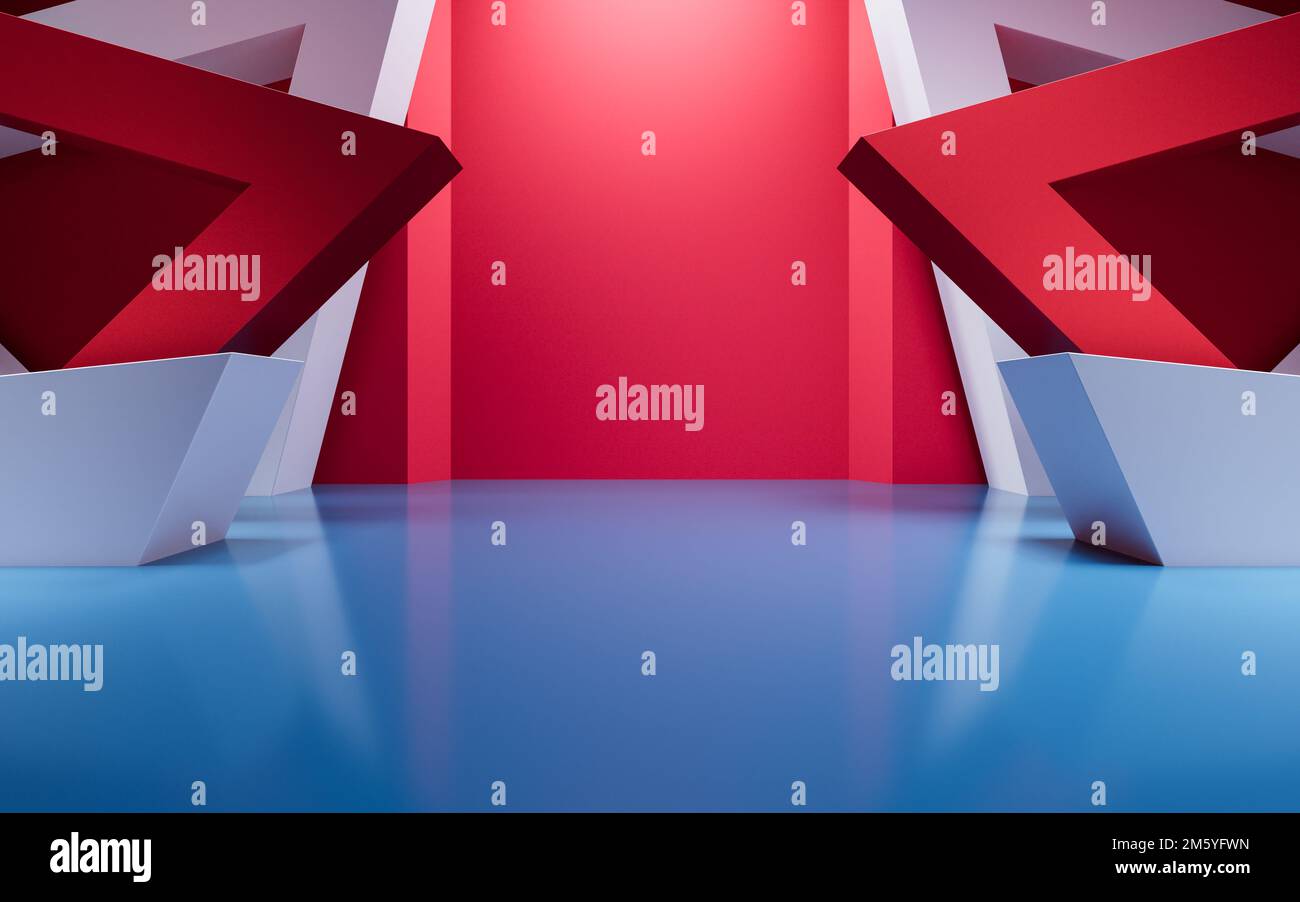 Abstract geometric interior structure, 3d rendering. Digital drawing ...