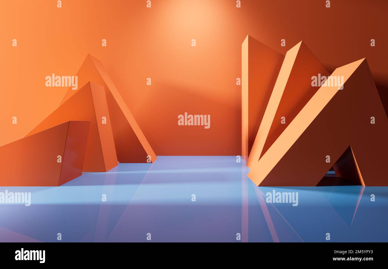 Abstract geometric interior structure, 3d rendering. Digital drawing ...