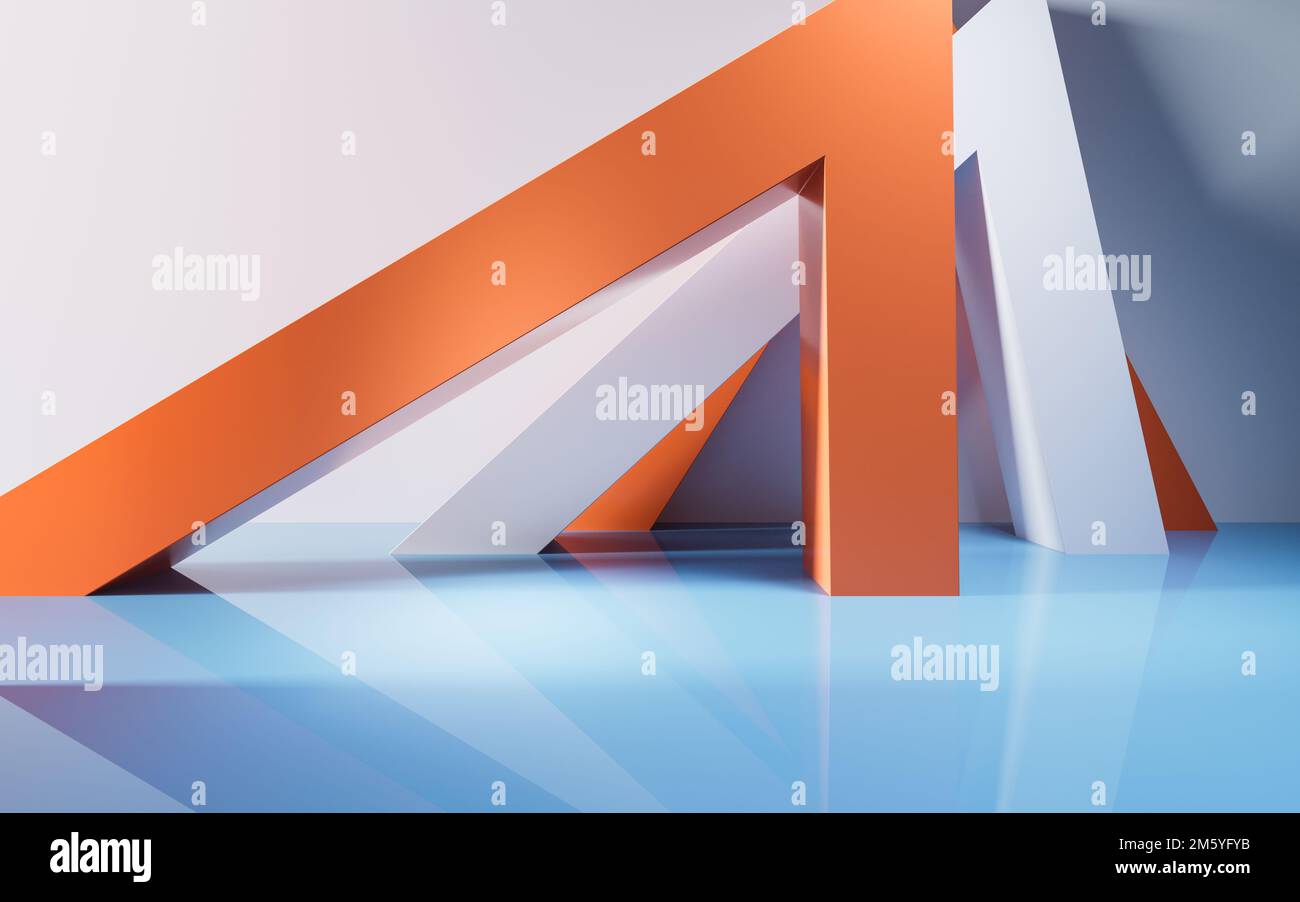 Abstract geometric interior structure, 3d rendering. Digital drawing ...