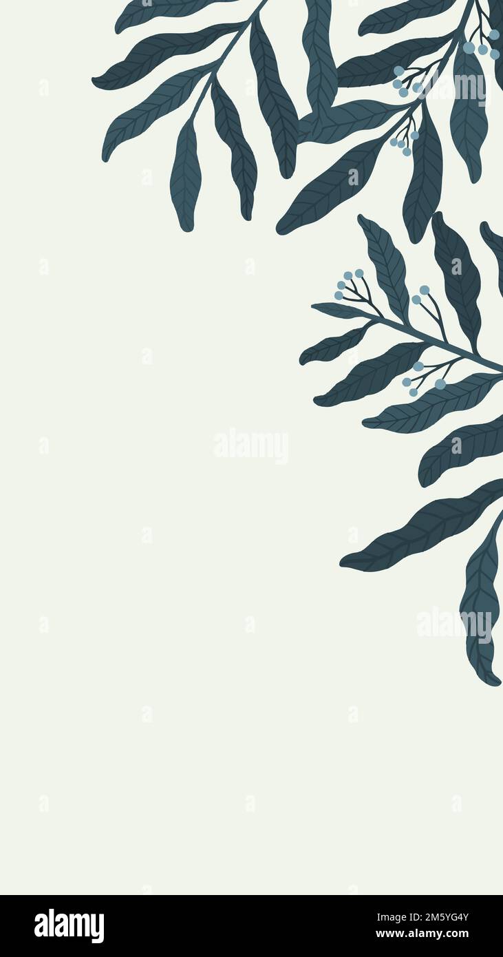 Botanical leafy copy space on a cream phone background vector Stock ...