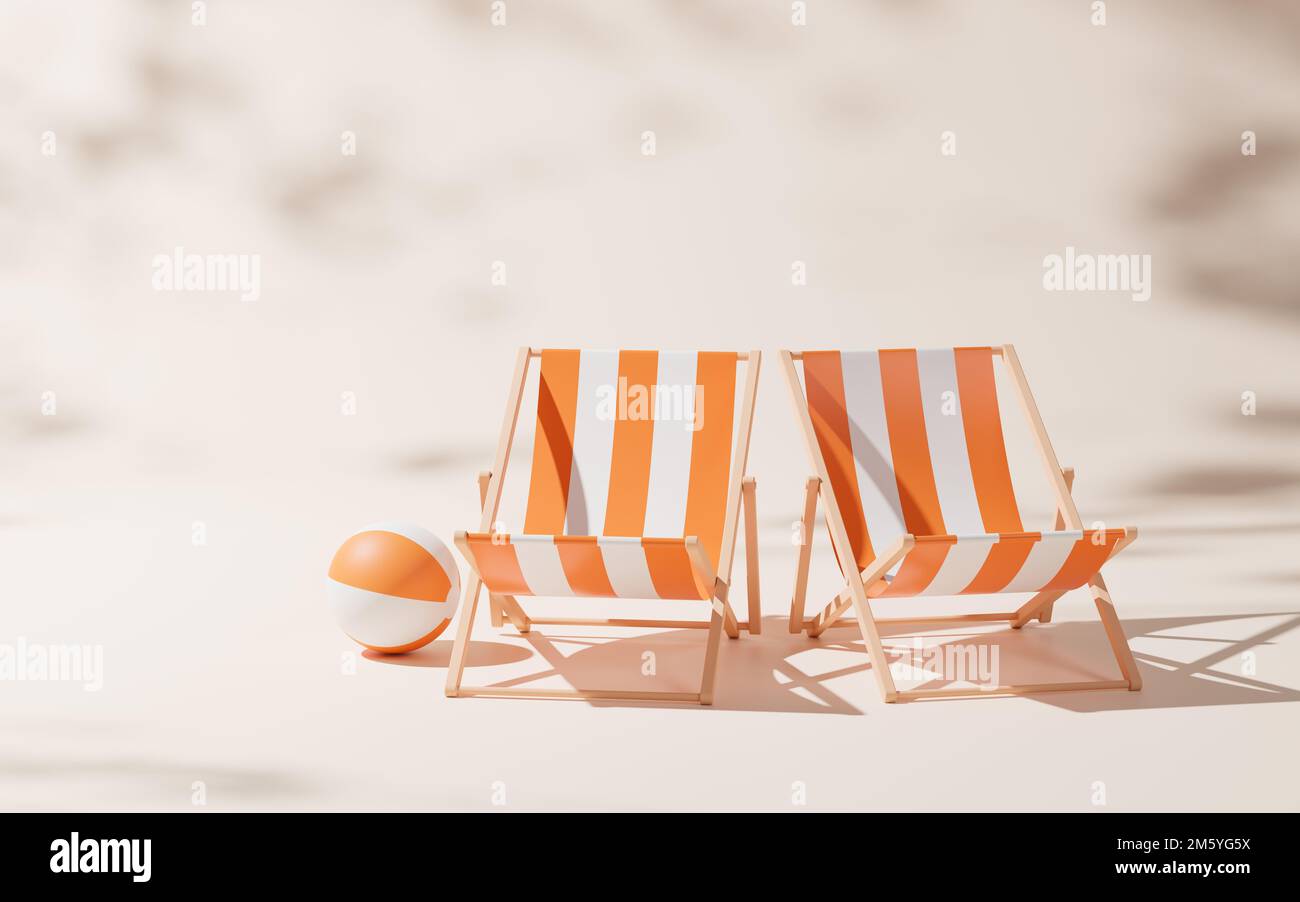 Beach chairs with cartoon style, 3d rendering. Digital drawing Stock ...