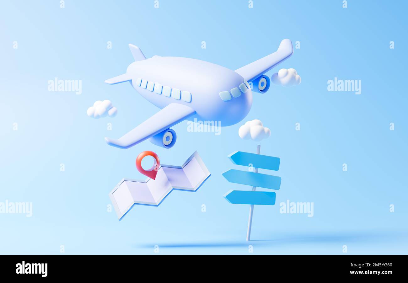 Airplane with cartoon style, 3d rendering. Digital drawing Stock Photo ...