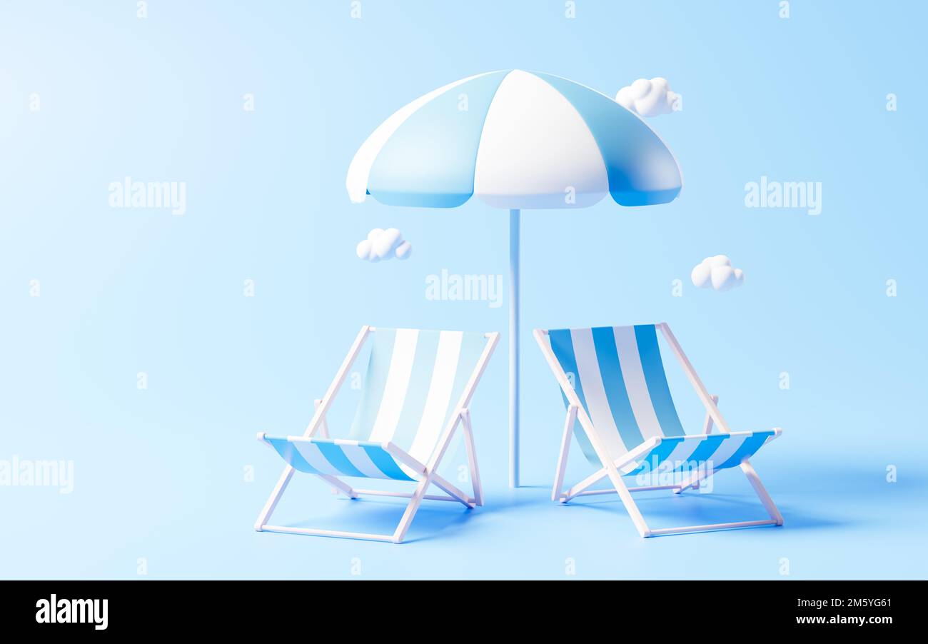 Beach chairs with cartoon style, 3d rendering. Digital drawing Stock ...