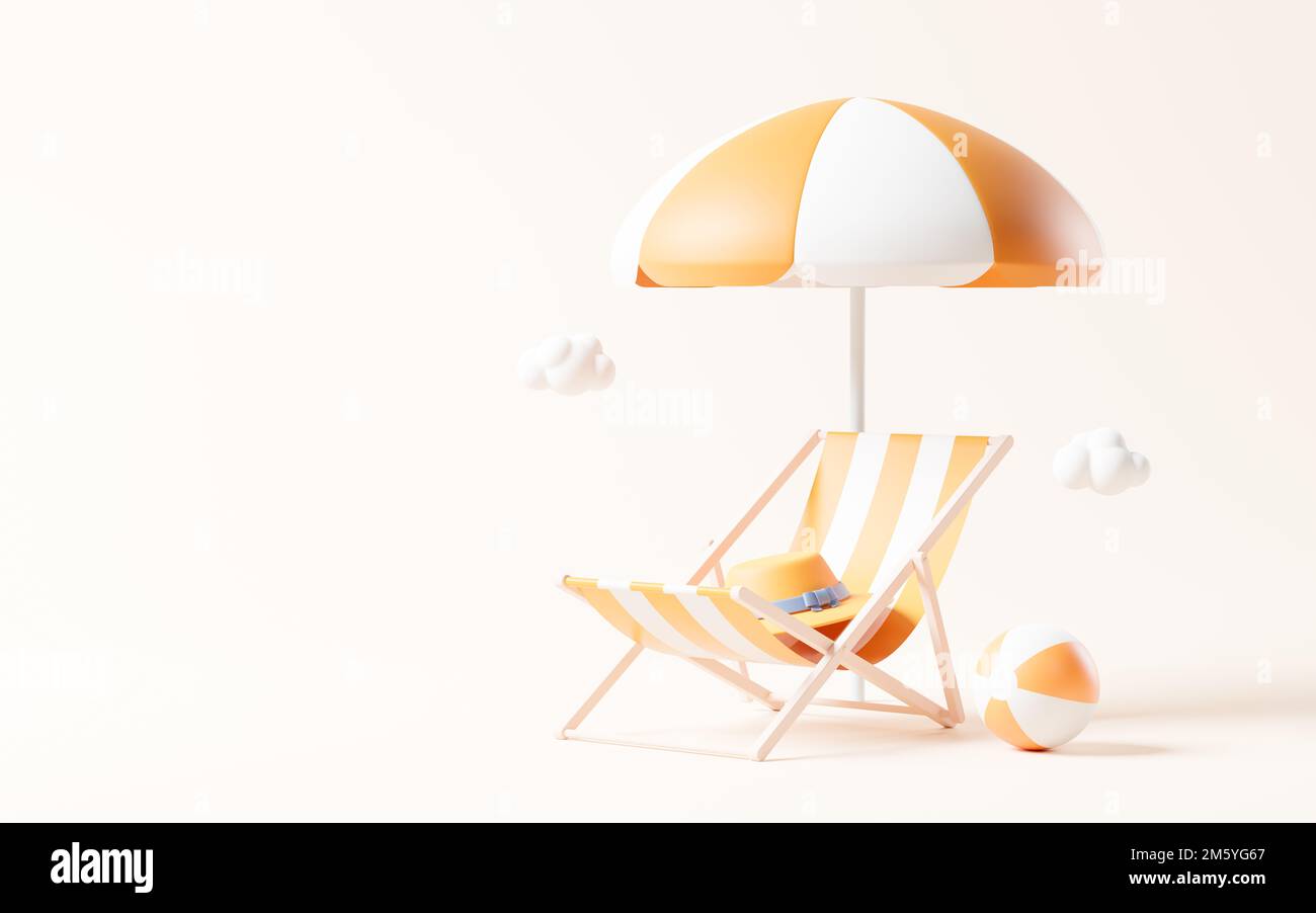 Beach chairs with cartoon style, 3d rendering. Digital drawing Stock ...