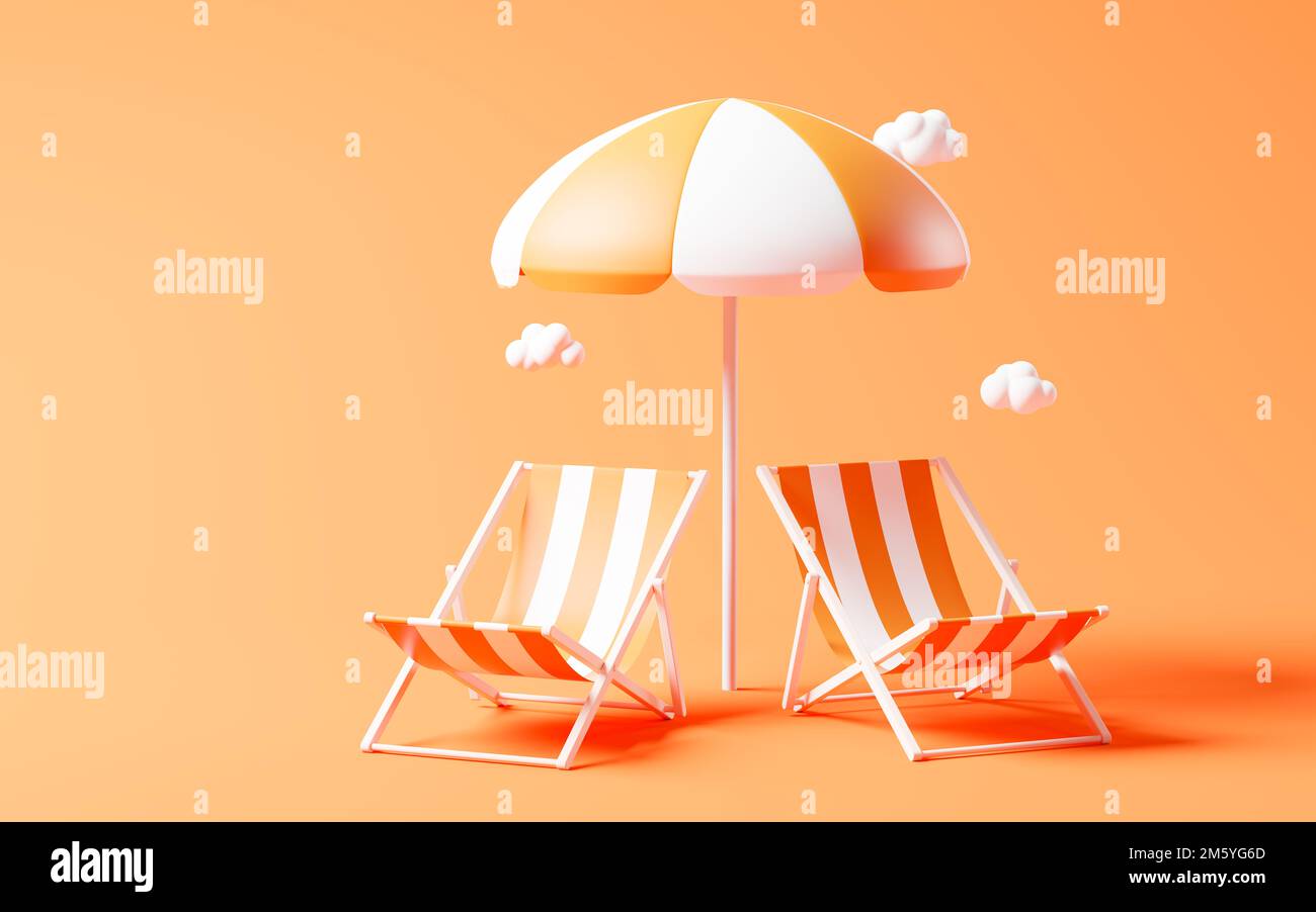 Beach chairs with cartoon style, 3d rendering. Digital drawing Stock ...
