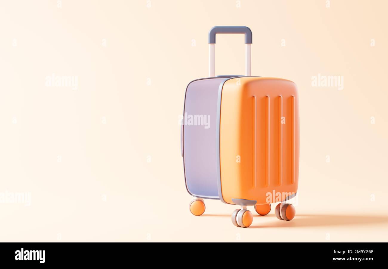 Cartoon style luggage with travel theme, 3d rendering. Digital drawing ...