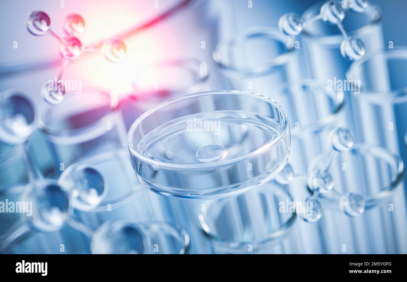 Chemical glassware in the laboratory, 3d rendering. Digital drawing ...