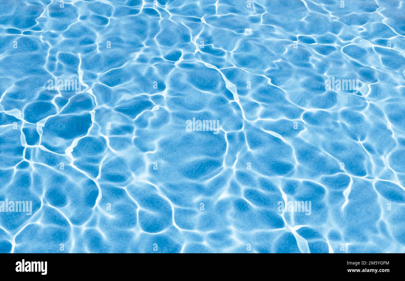 Water surface with caustic phenomenon, 3d rendering. Digital drawing ...