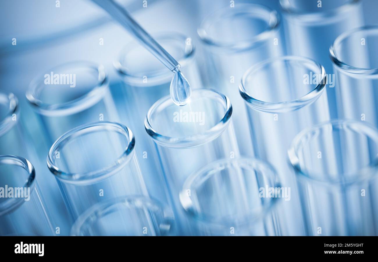 Chemical glassware in the laboratory, 3d rendering. Digital drawing ...