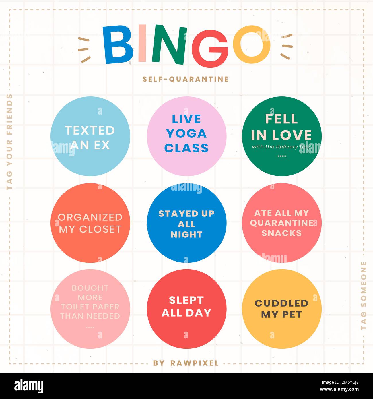 Self quarantine social media story bingo challenge vector Stock Vector ...