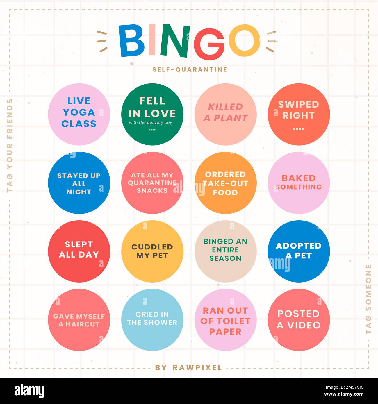 Self quarantine social media story bingo challenge vector Stock Vector ...