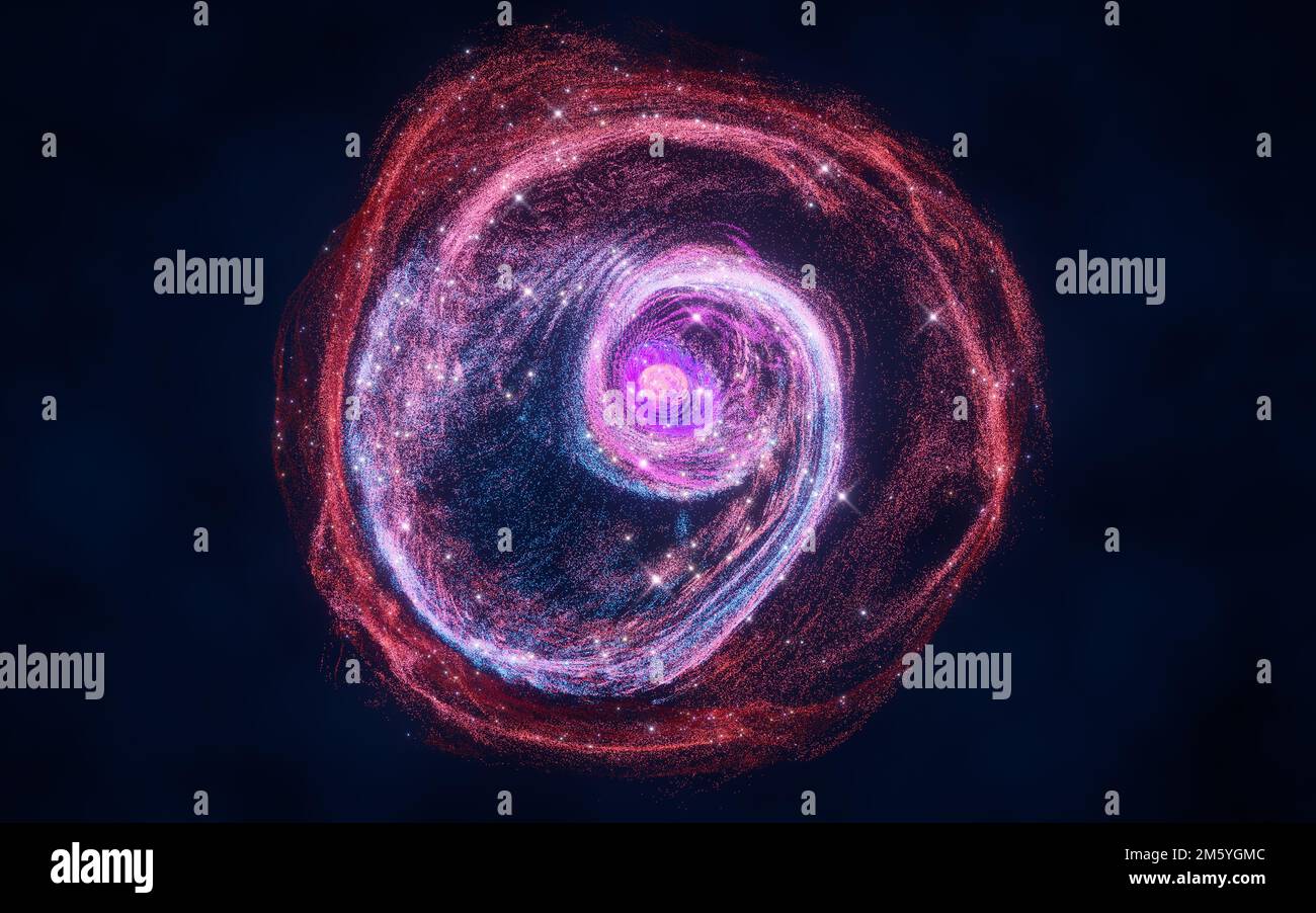 Colorful nebula with density glowing particles, 3d rendering. Digital ...
