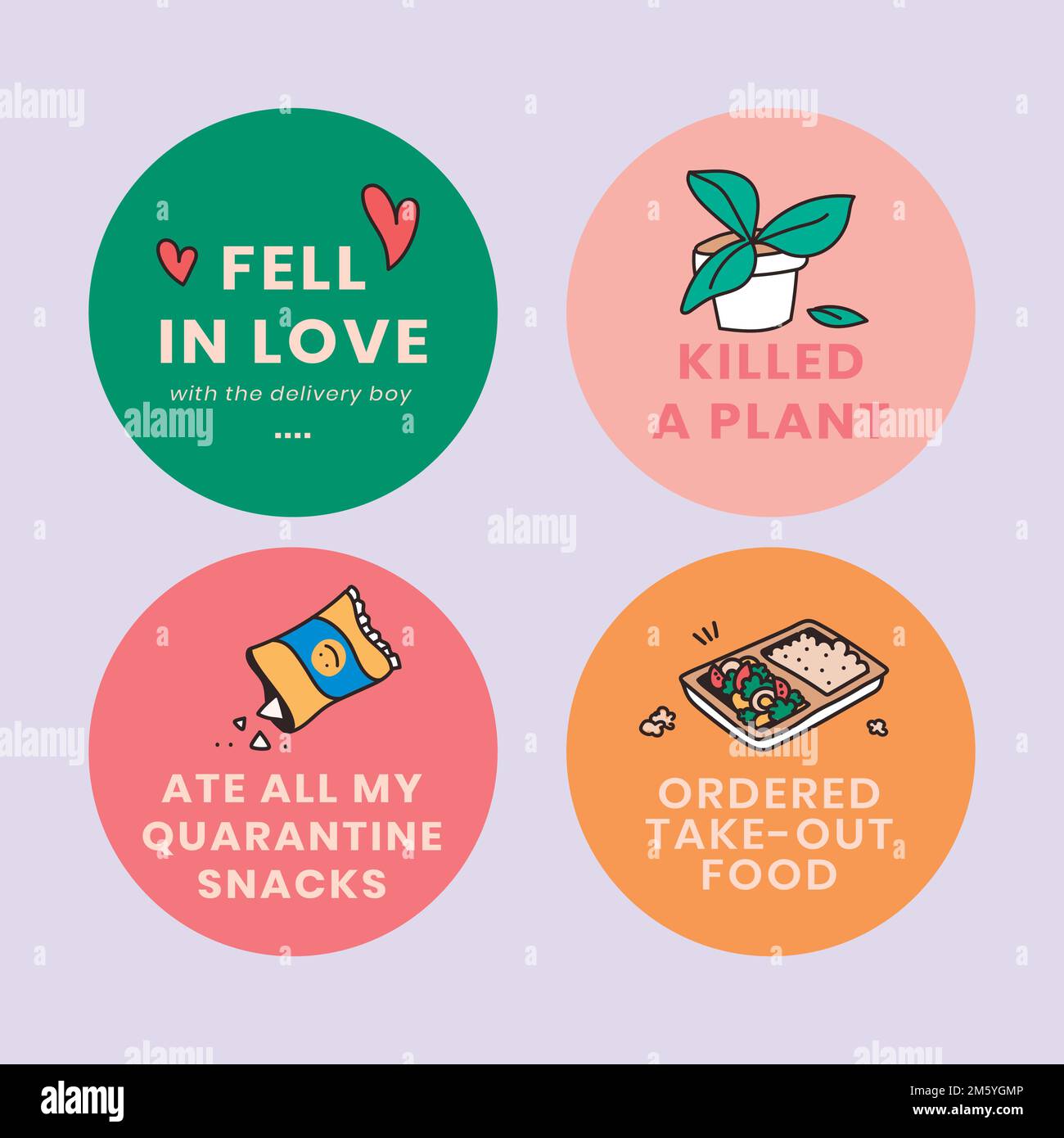 Self quarantine social media story bingo design elements set vector ...