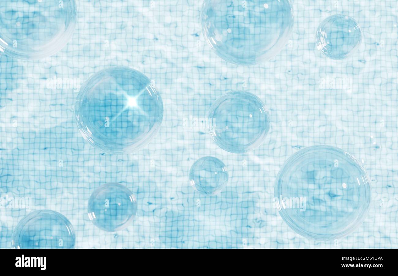 Water surface with caustic phenomenon, 3d rendering. Digital drawing ...