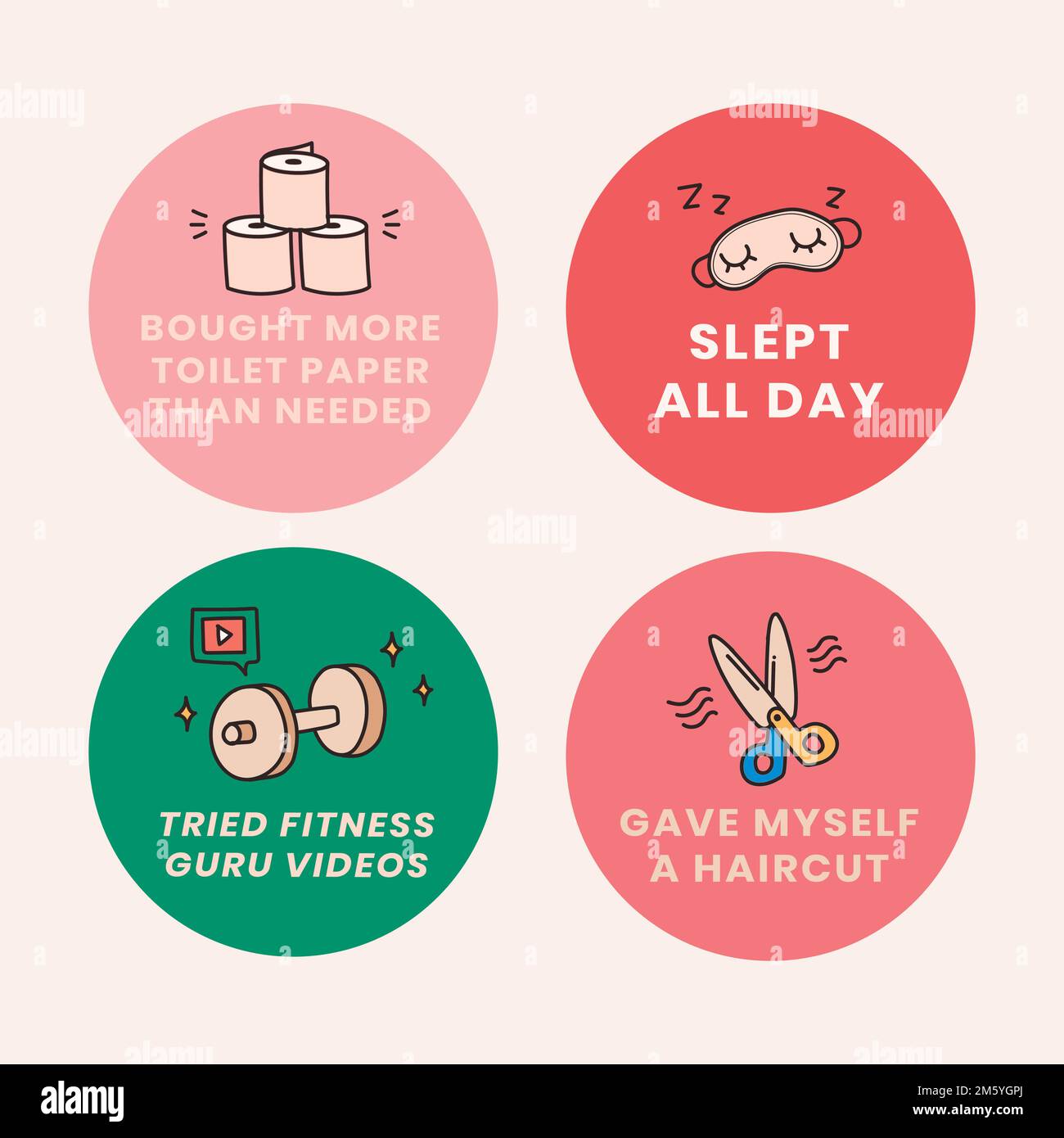 Self quarantine social media story bingo design elements set vector ...