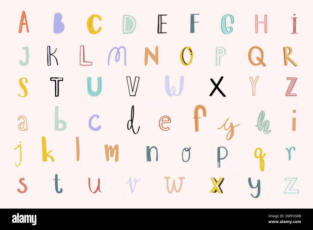 Alphabet vector doodle font typography handwritten set Stock Vector ...