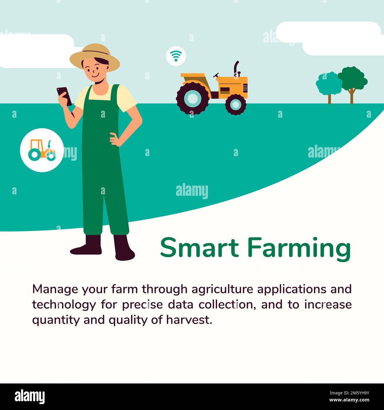 Smart farming editable social media template vector agricultural ...