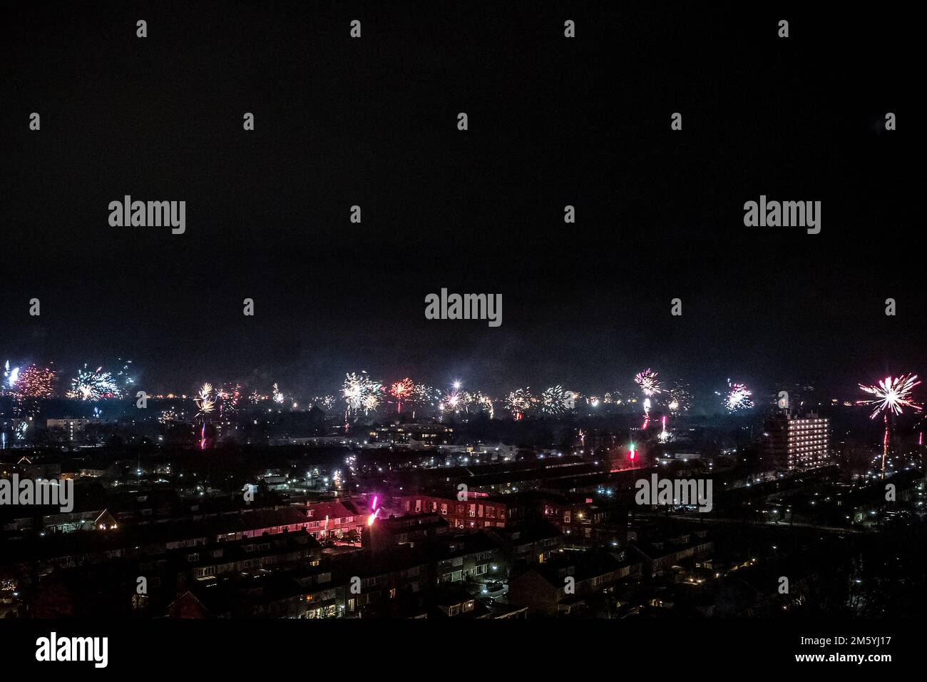 GELDROP - Fireworks above the skyline of Eindhoven. A record amount of ...