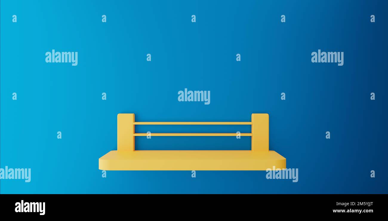 3d rendering of empty shelf yellow blue wall abstract minimal concept ...