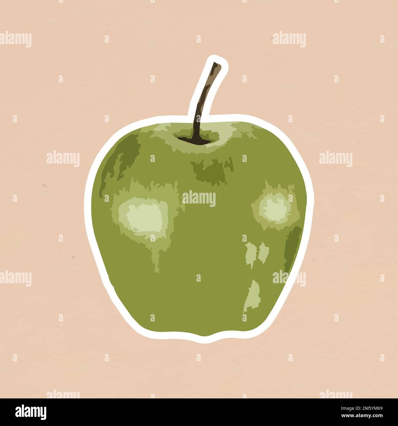 Vectorized green apple fruit sticker with a white border Stock Vector ...