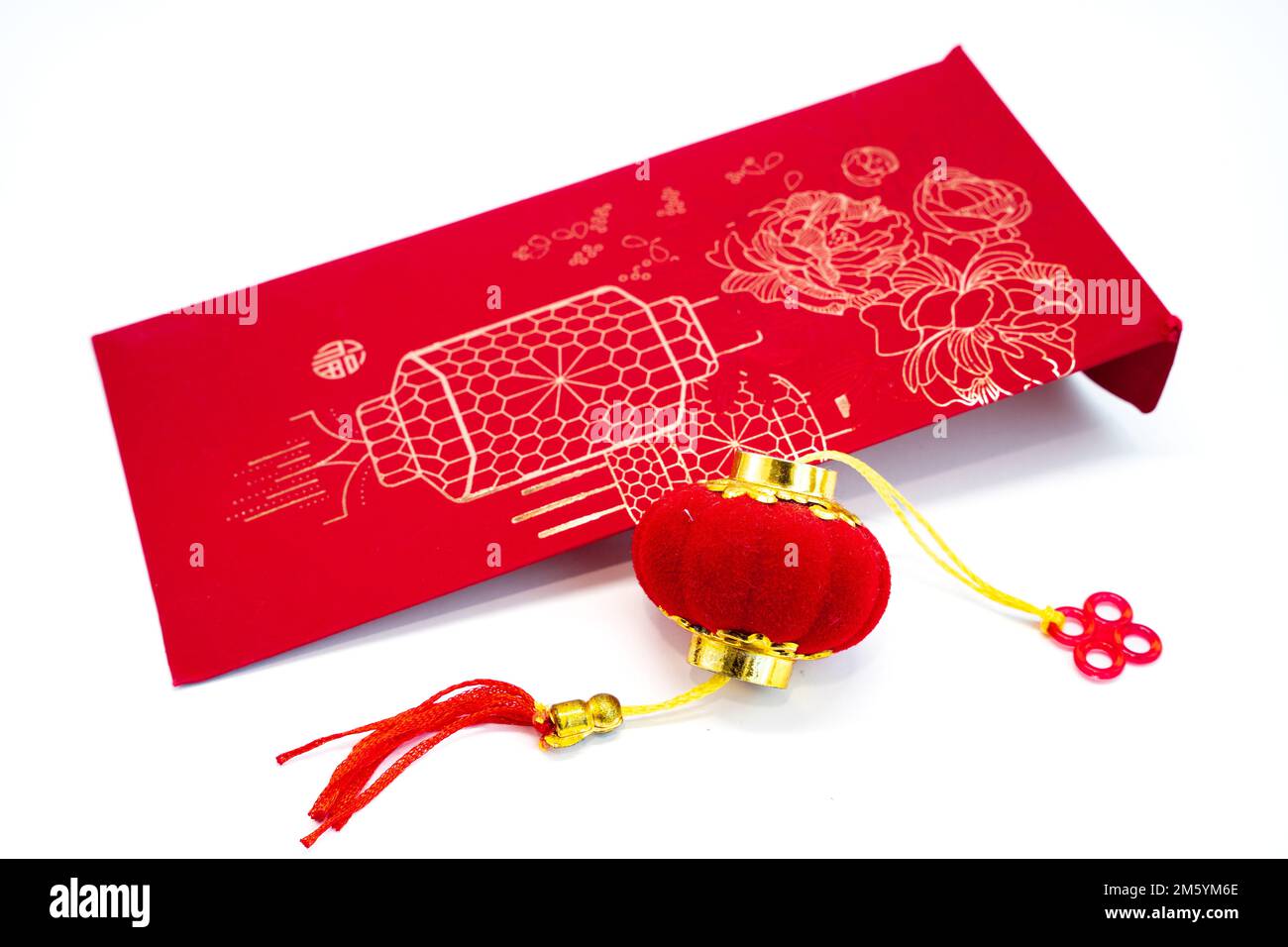Chinese new year festival red envelope with Ringgit Malaysia note on ...