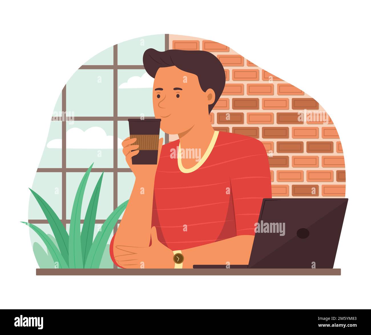 Man cafe notebook illustration Stock Vector Images - Alamy
