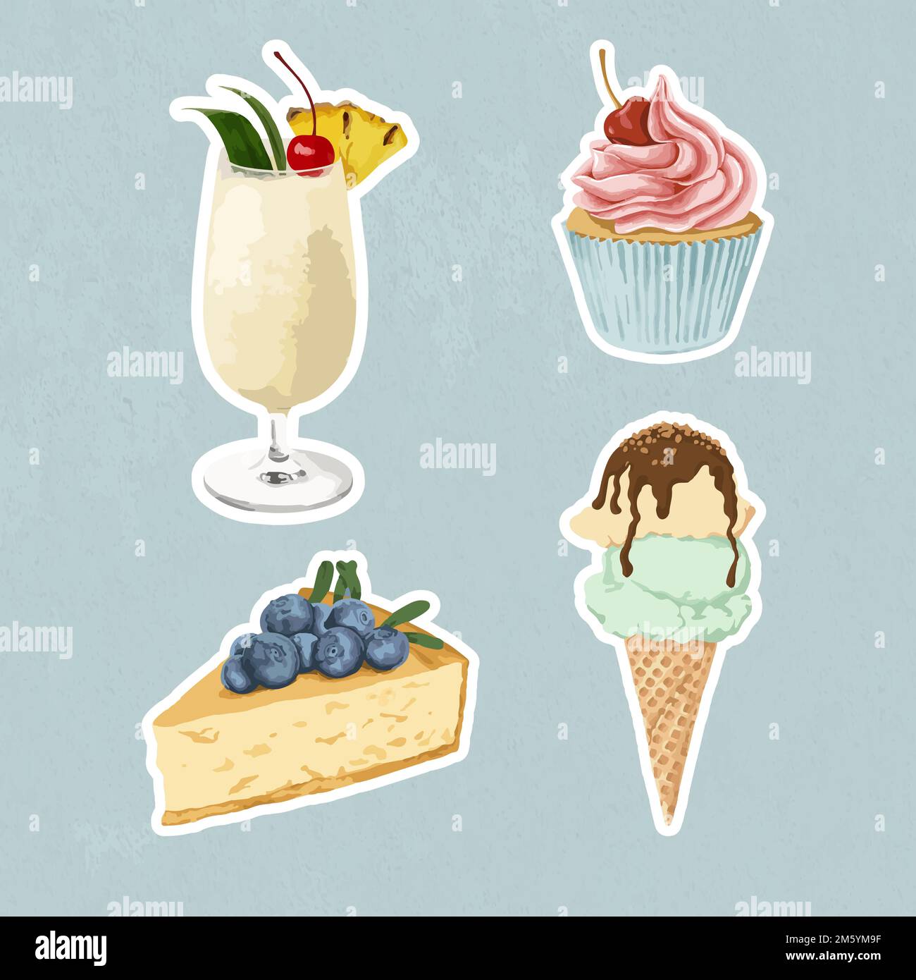 Vectorized dessert sticker overlay set design resources Stock Vector ...