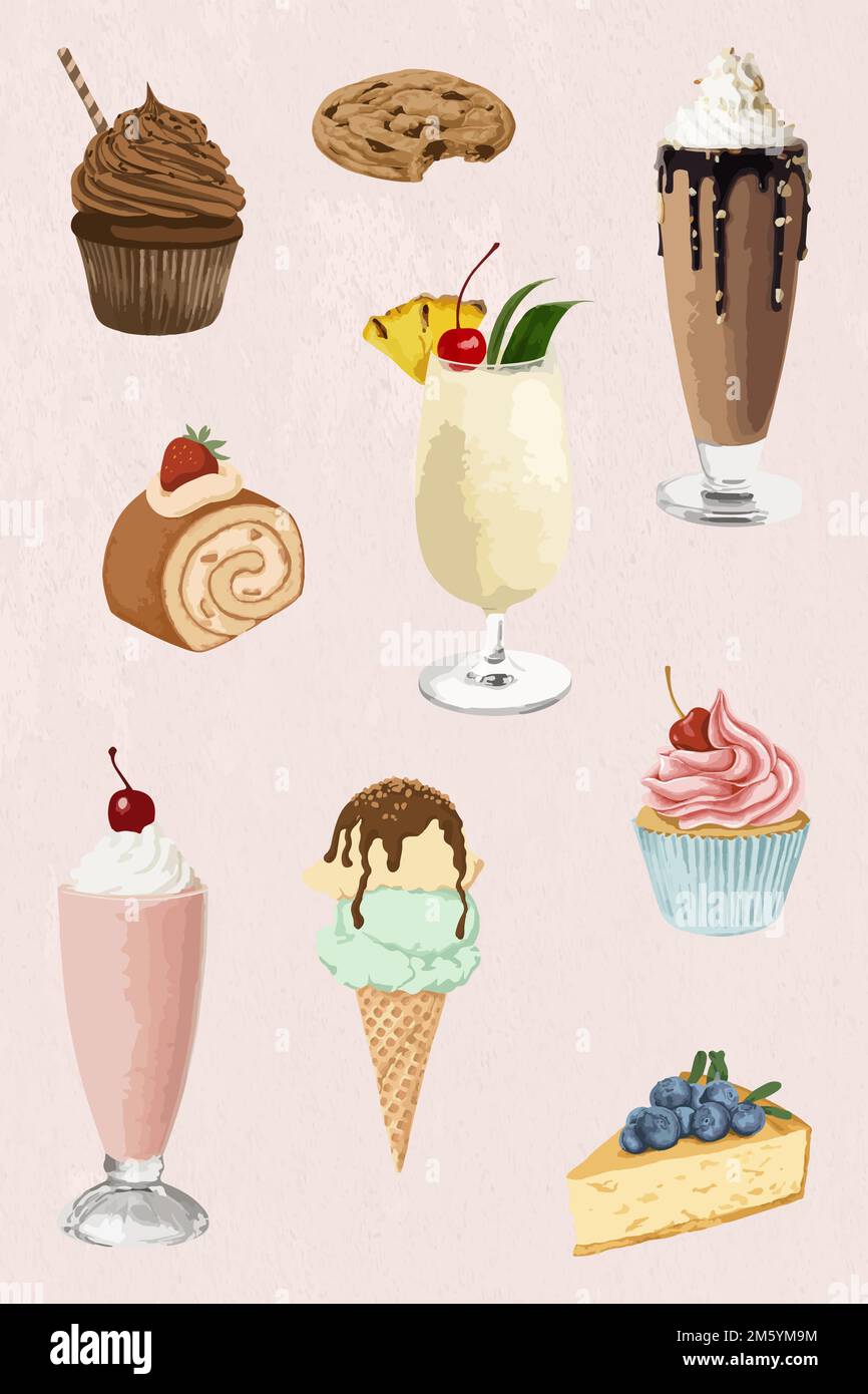 Vectorized dessert sticker overlay set design resources Stock Vector Image & Art - Alamy