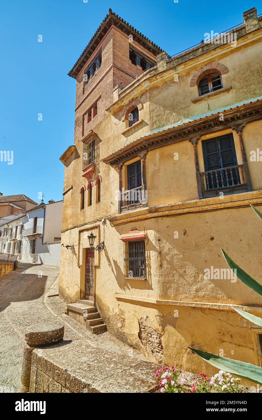 Ronda - the ancient city of Ronda, Andalusia. Abandoned public houses ...