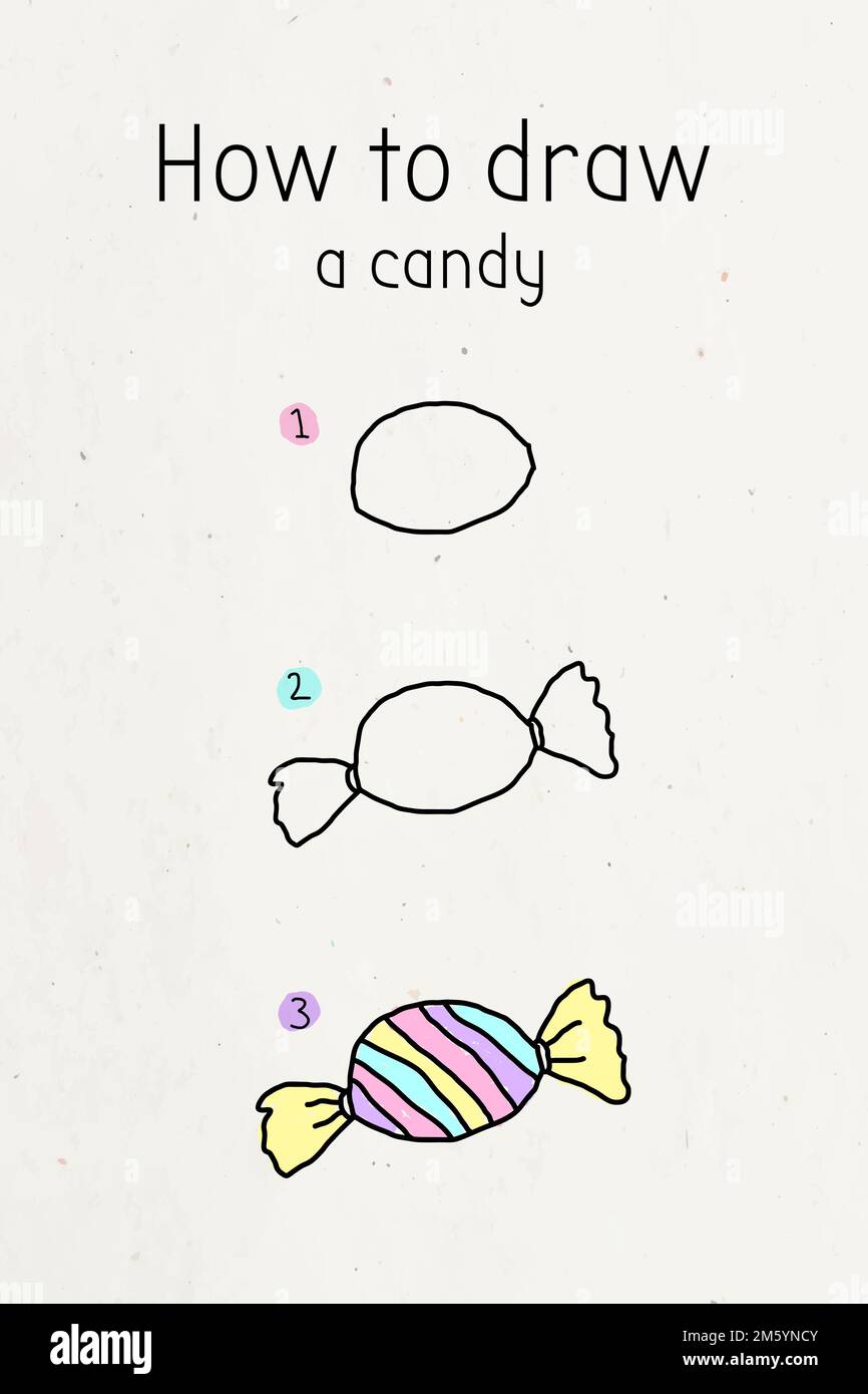 How to draw a candy doodle tutorial vector Stock Vector Image & Art - Alamy