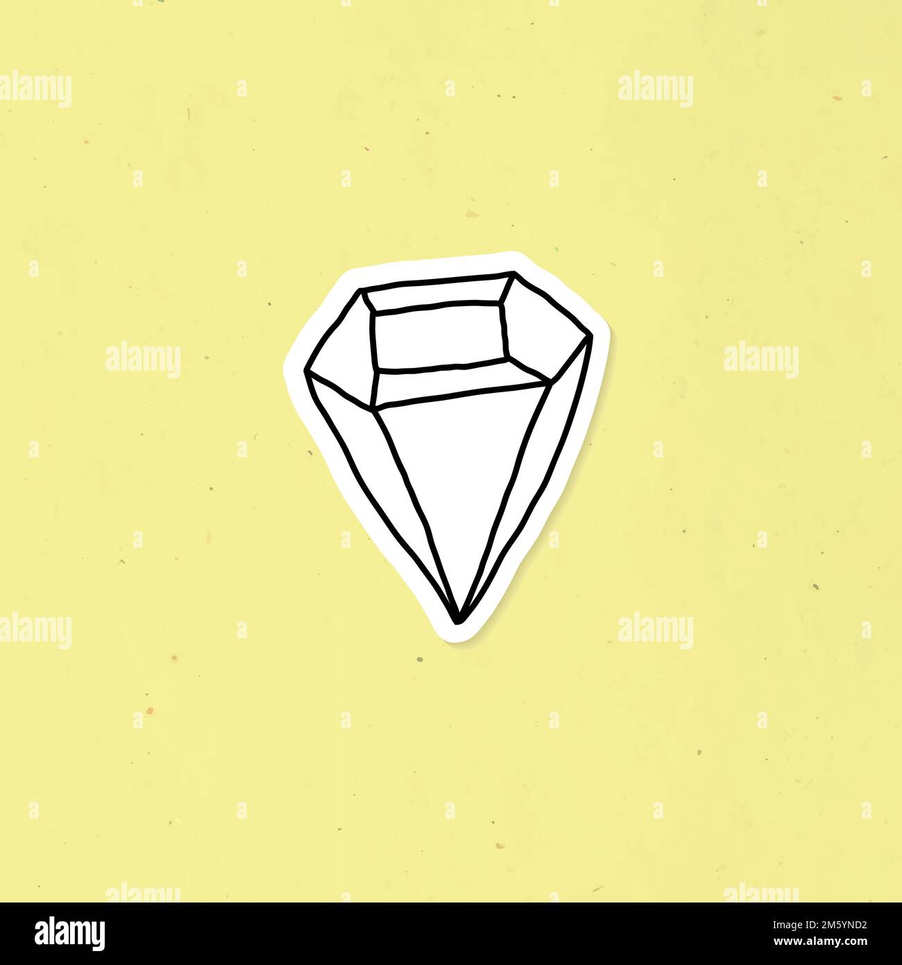 Doodle diamond journal sticker with a white border on a yellow ...