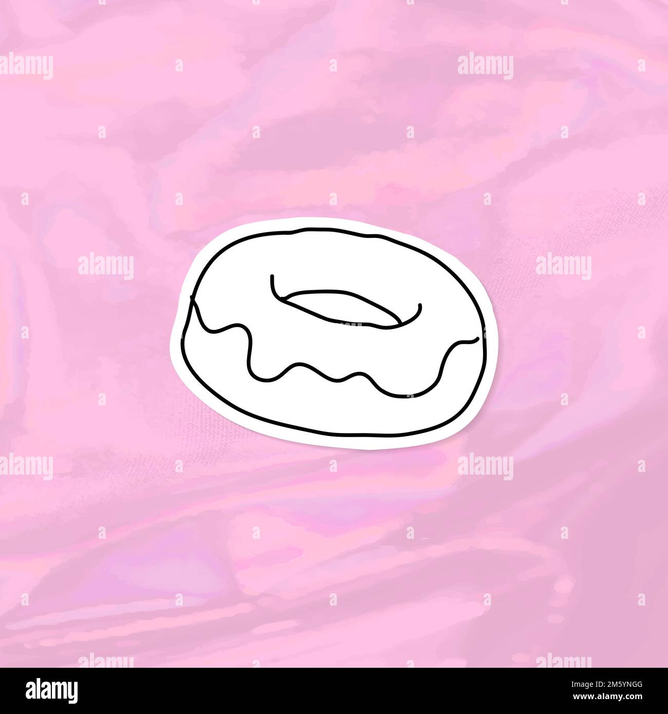 Doodle glazed donut journal sticker with a white border on a ...