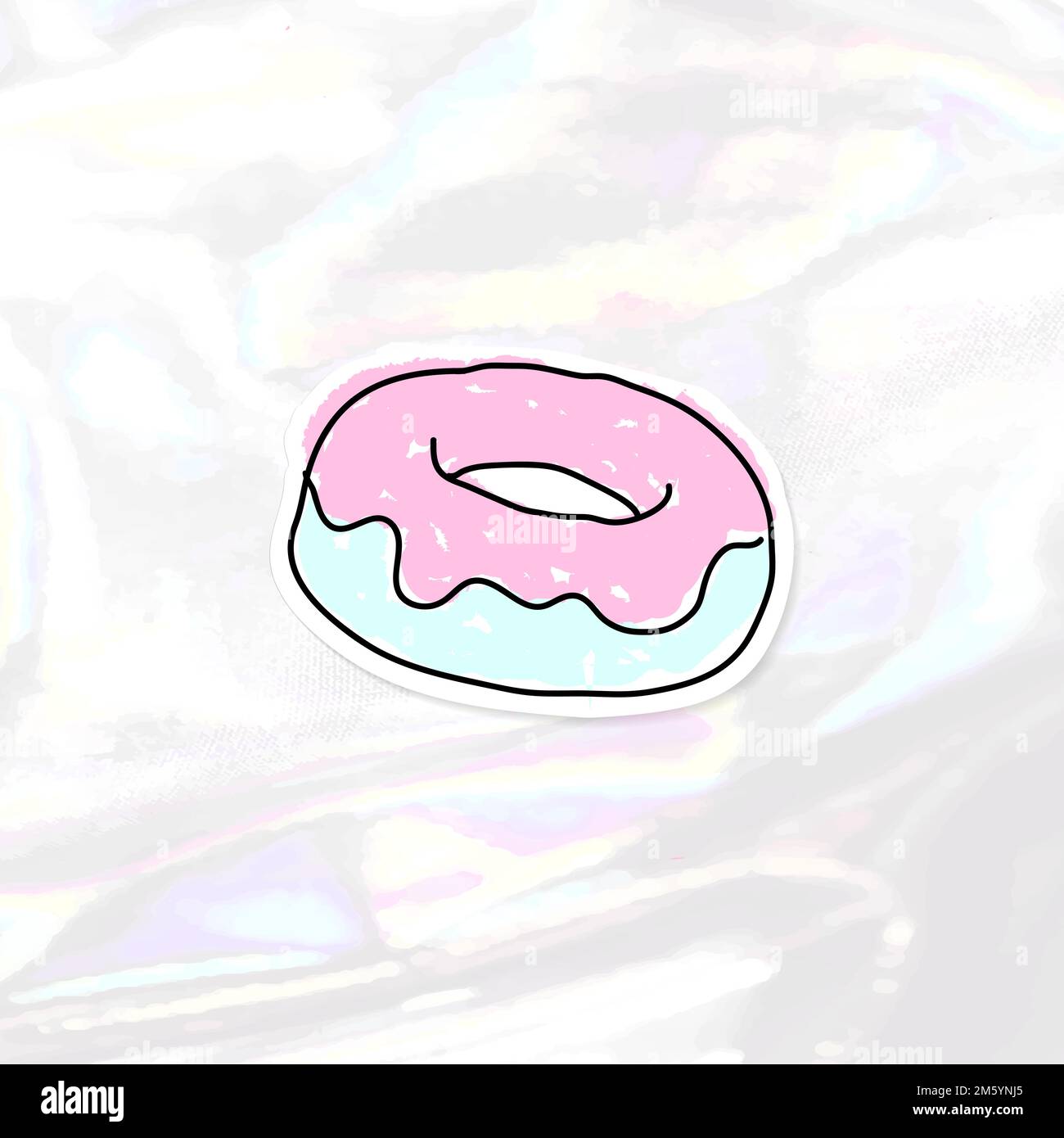 Doodle glazed donut journal sticker with a white border on a ...