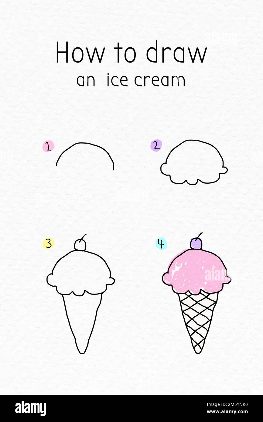 How to draw an ice cream doodle tutorial vector Stock Vector Image ...