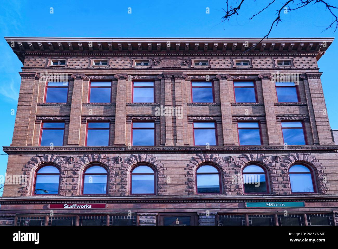 Old fashioned 19th century buildings on small town main street Stock ...