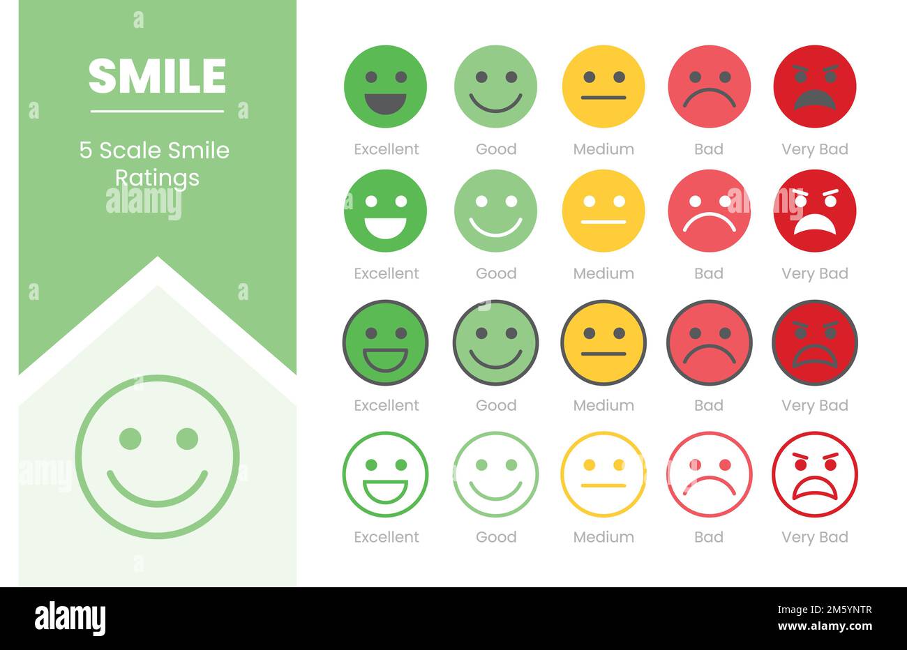smile rating customer experience with 5 symbol concept icon set ...