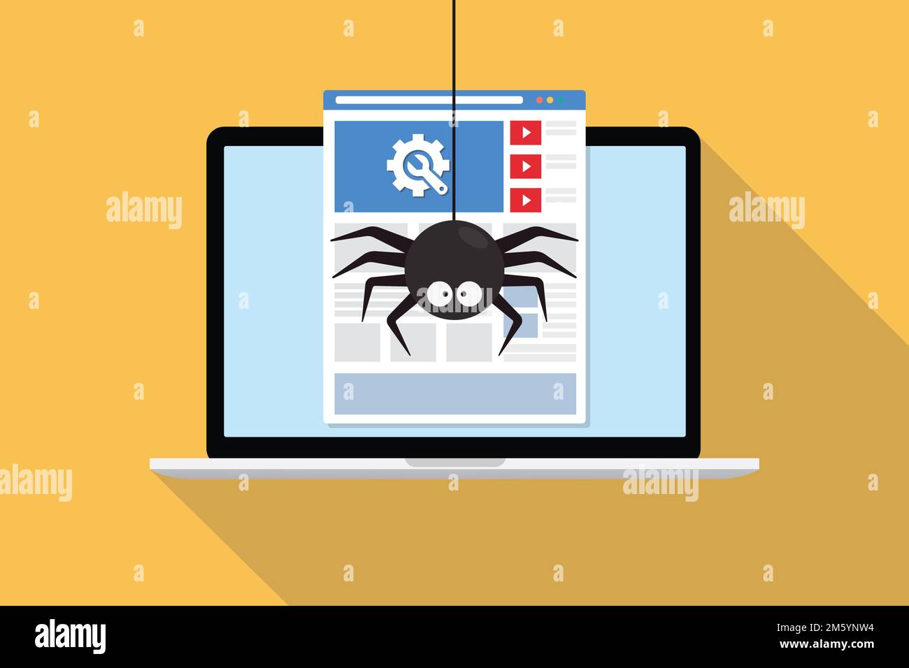 Web Crawler Crawling Website Data Server On Computer Internet With Modern Flat Style Vector 