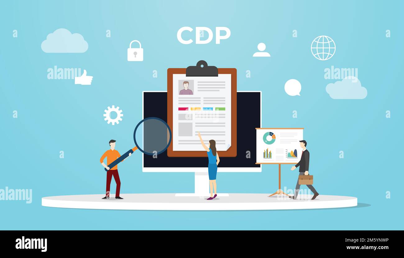 cdp customer data platform concept with people analyze data with icon ... cdp customer data platform concept with people analyze data with icon ...